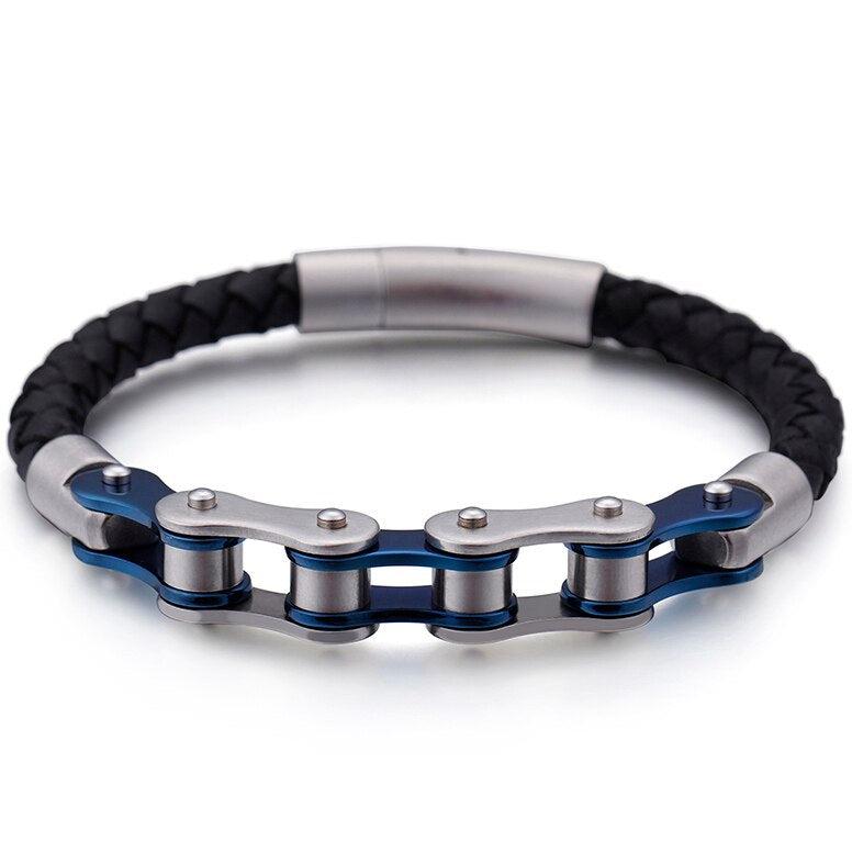 Cycolinks Leather Bike Chain Bracelet – Unique Biker Jewelry Gift