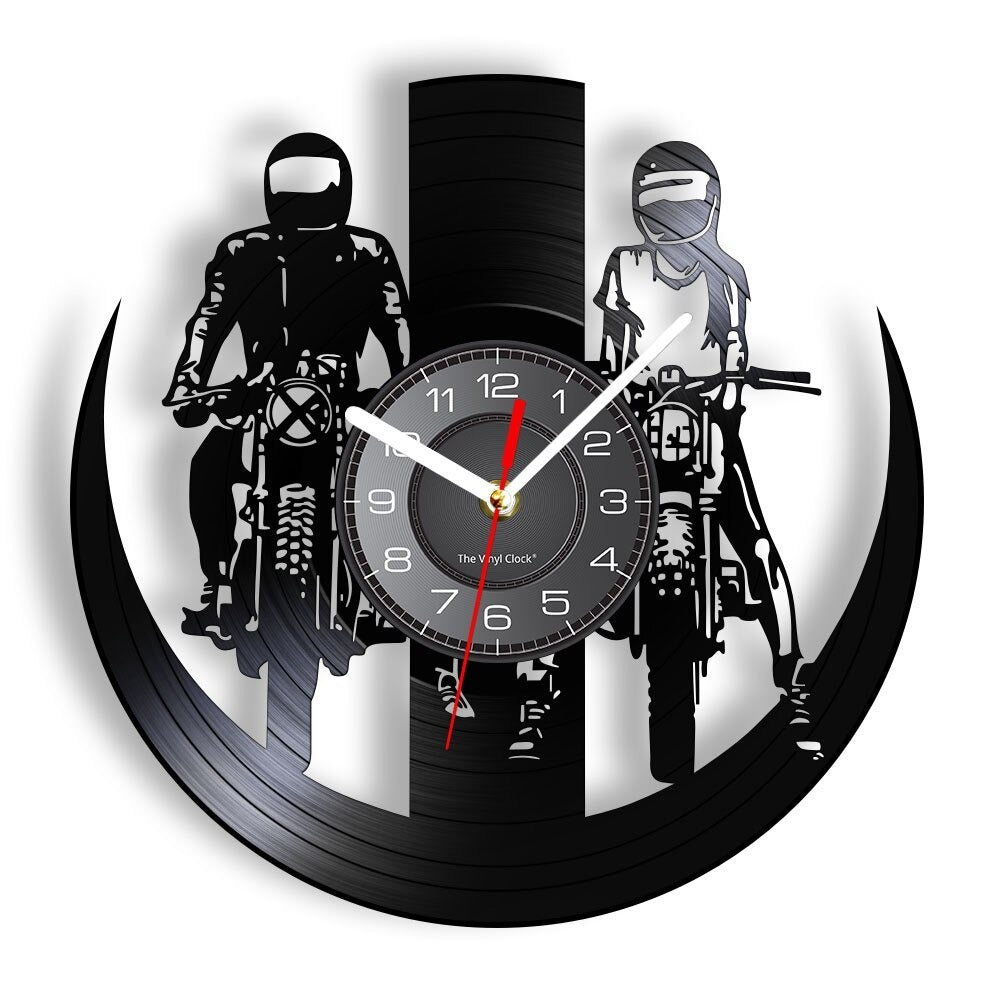 Cycolinks Motorbike Couple Vinyl Clock